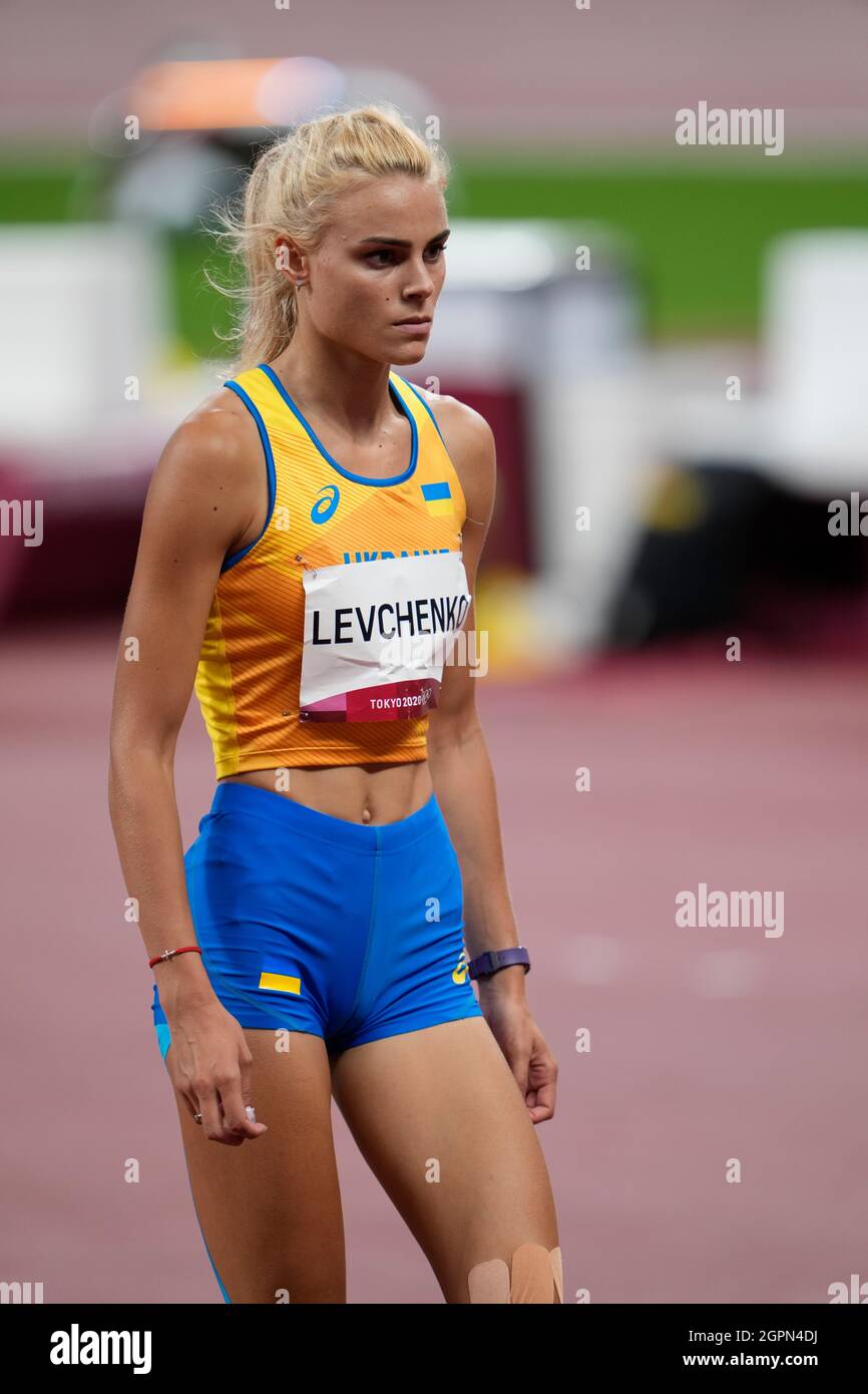 Yuliya Levchenko participating in high jump at the Tokyo 2020 Olympic ...
