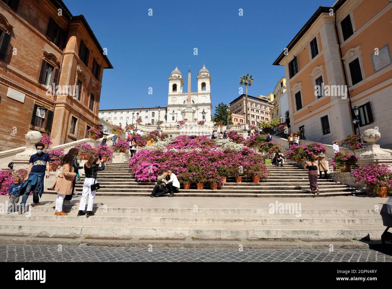 Italy, Rome, Spanish Steps with flowers in spring Stock Photo - Alamy