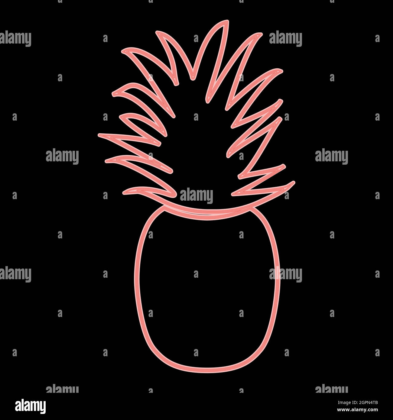 Neon pineapple the red color vector illustration flat style image Stock ...