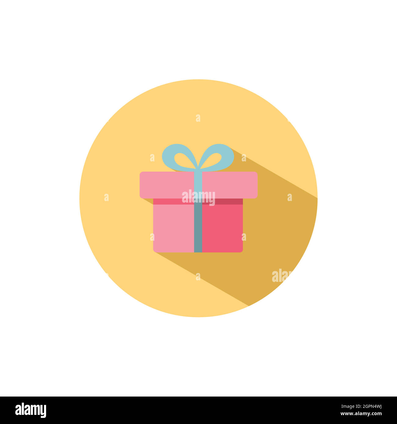 Gift. Box with ribbon. Flat icon in a circle. Commerce vector ...