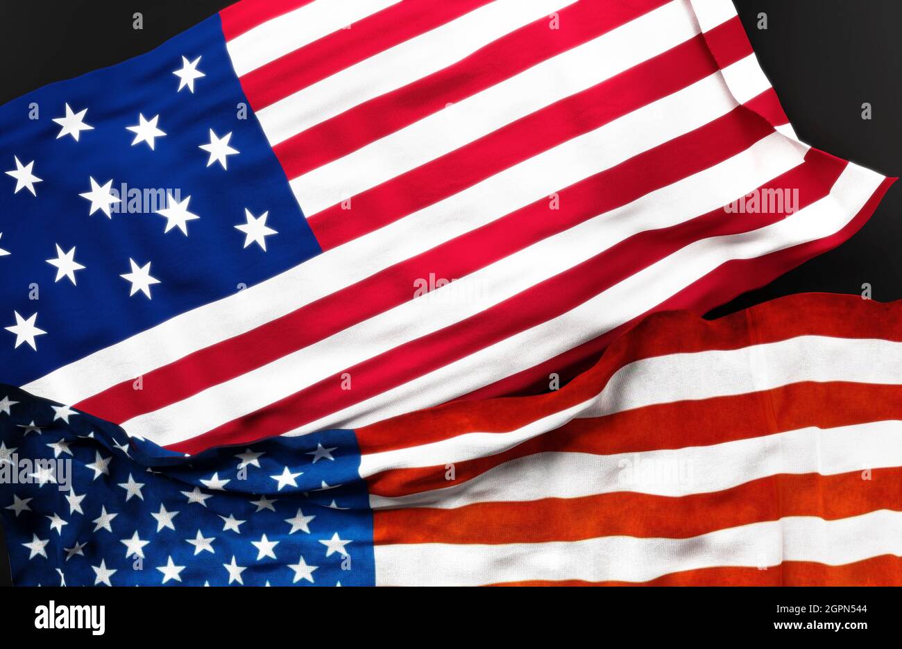 Flag of Hopkinson along with a flag of the United States of America as ...