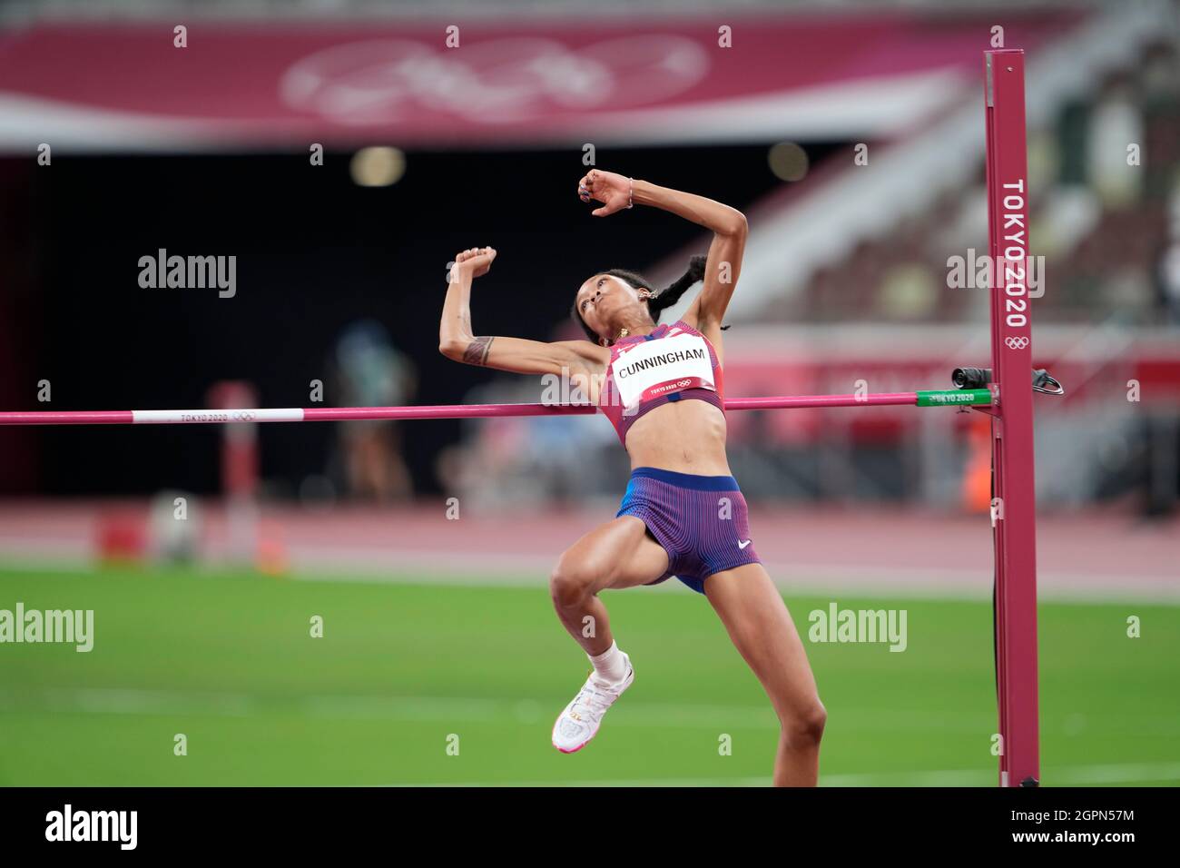 Vashti Cunningham participating in high jump at the Tokyo 2020 Olympic ...