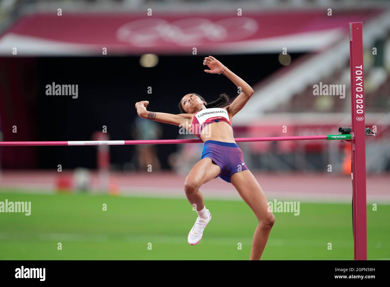 Vashti Cunningham participating in high jump at the Tokyo 2020 Olympic ...