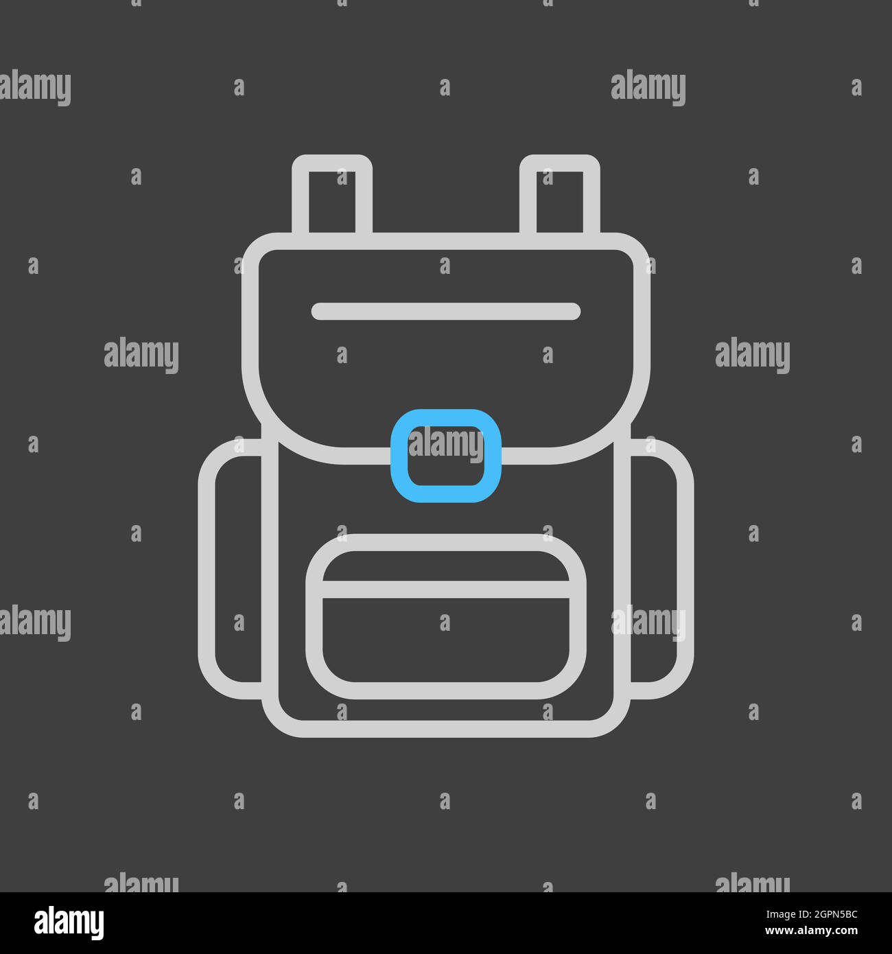 Camping backpack vector icon on dark background. Camping sign Stock ...