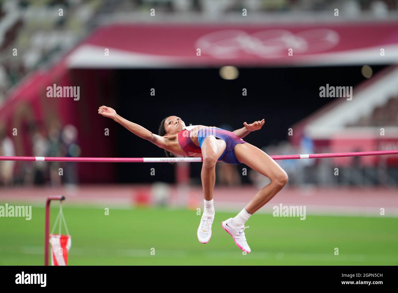 Vashti Cunningham participating in high jump at the Tokyo 2020 Olympic ...