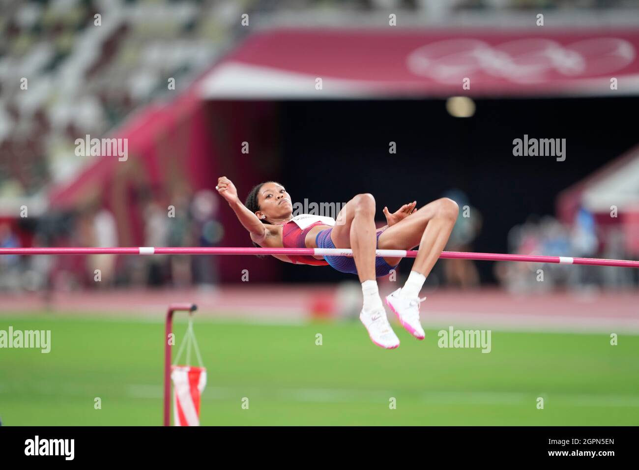 Vashti Cunningham participating in high jump at the Tokyo 2020 Olympic ...