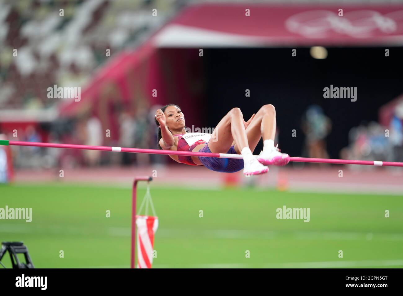 Vashti Cunningham participating in high jump at the Tokyo 2020 Olympic ...