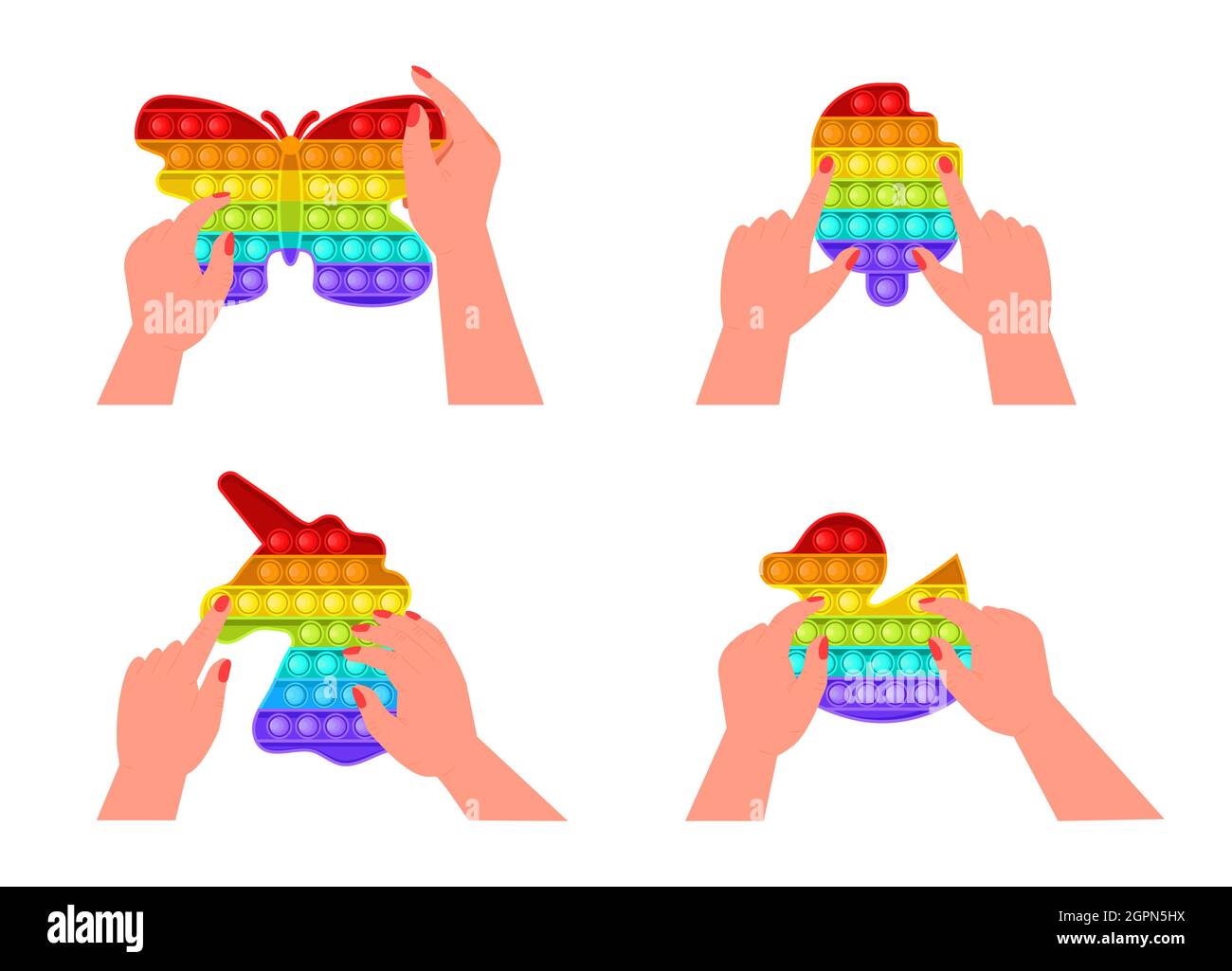 Pop it fidget, antistressor toy vector set in flat style. Trendy ...