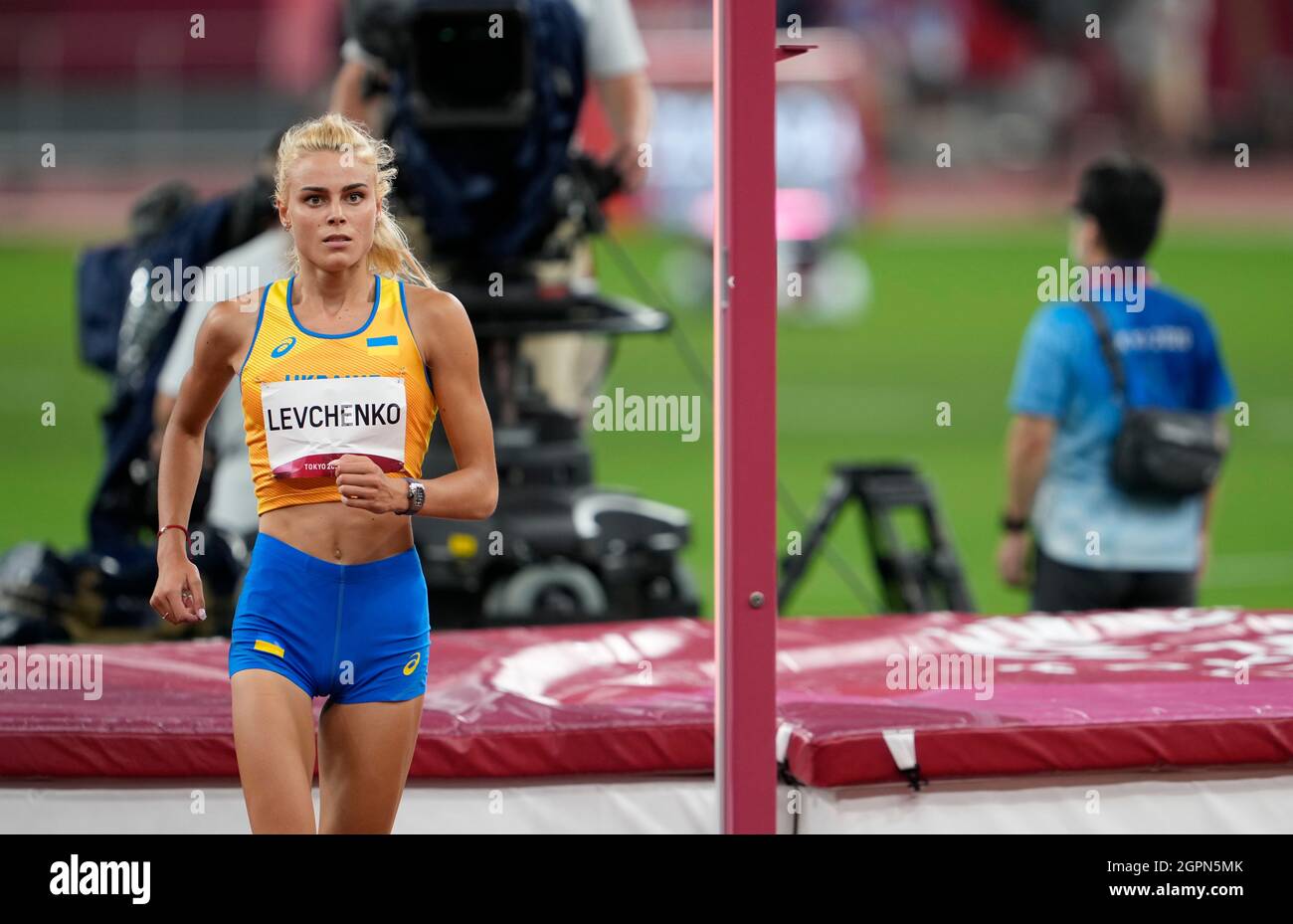 Yuliya Levchenko participating in high jump at the Tokyo 2020 Olympic ...
