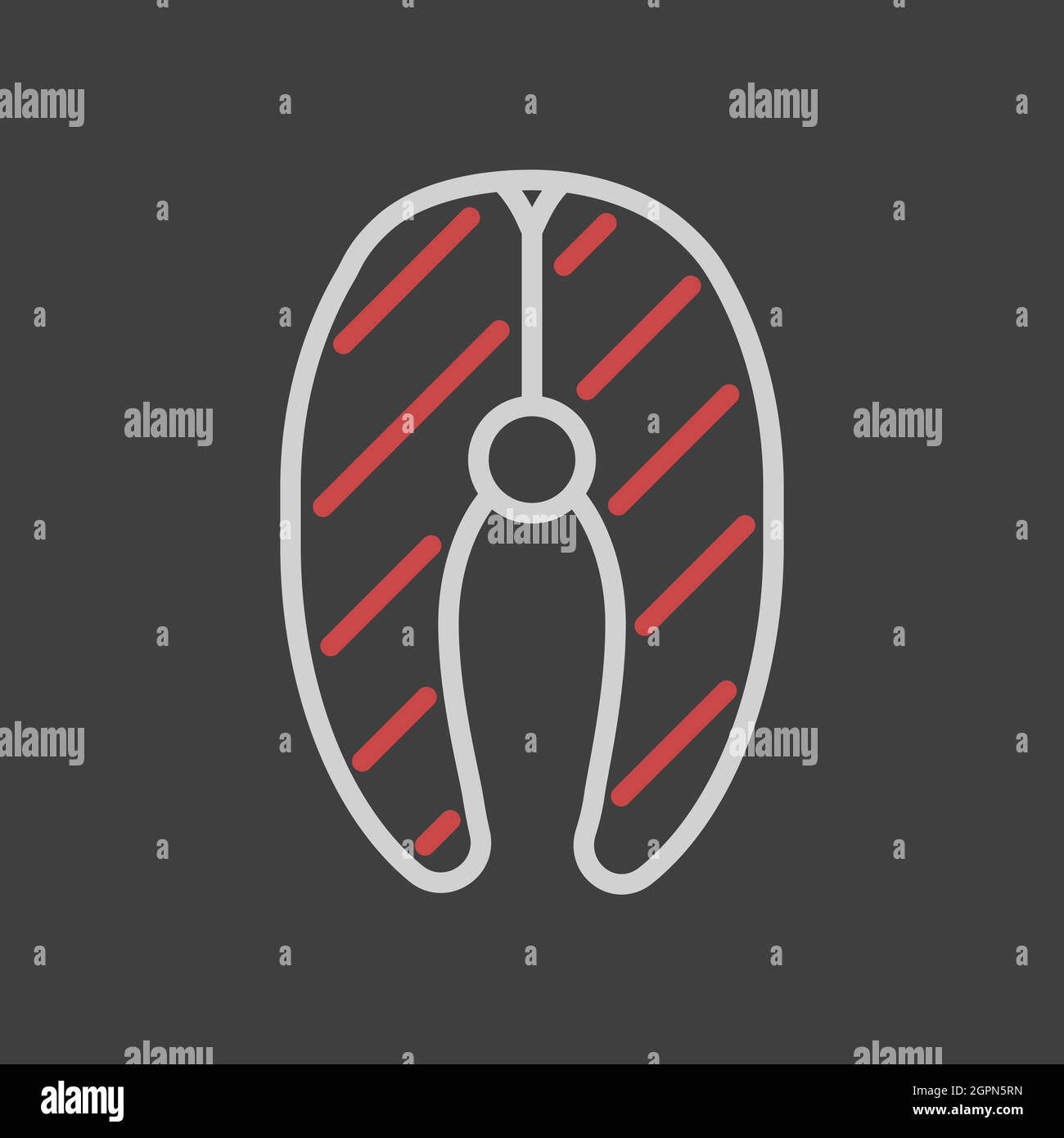 Salmon meat vector icon on dark background. Barbecue and bbq grill ...