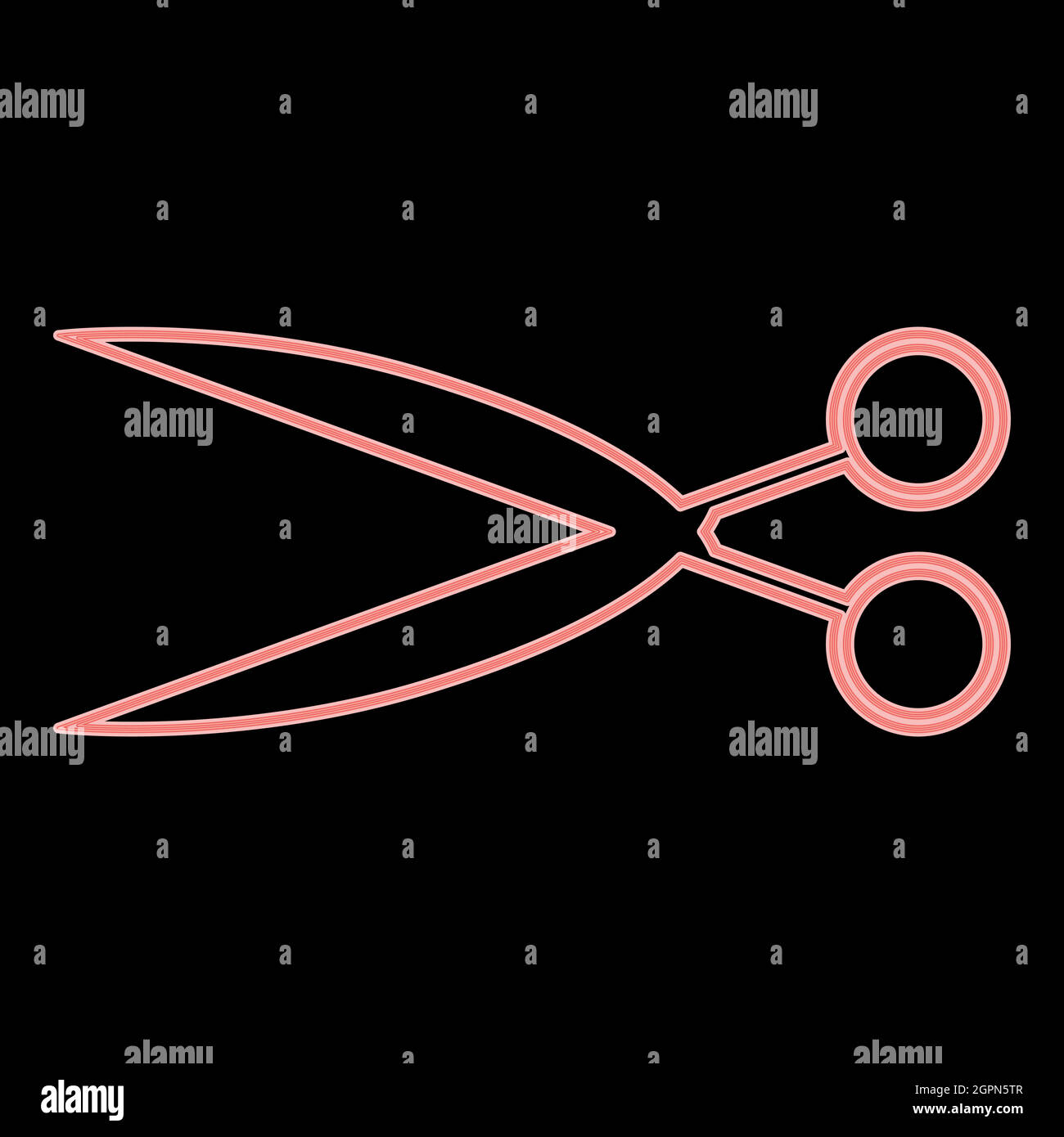 Neon scissors the red color vector illustration flat style image Stock ...