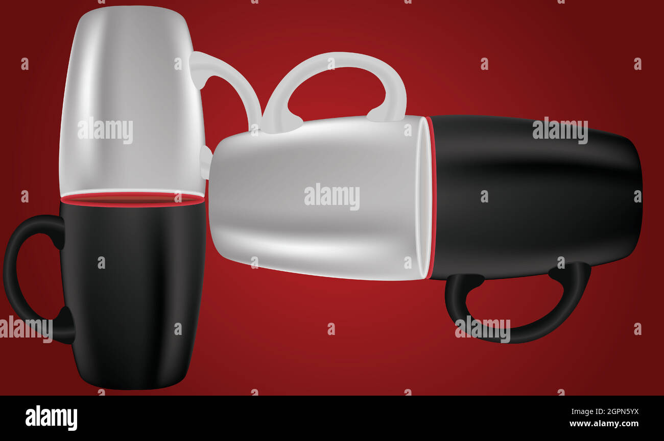 Mockup illustration of coffee mug on abstract dark background Stock ...