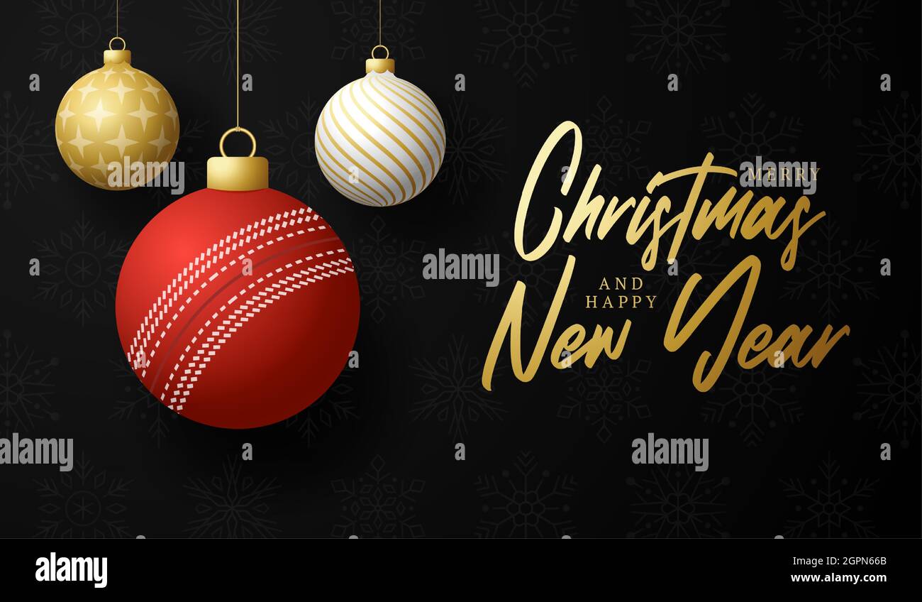 cricket Merry Christmas and Happy New Year luxury Sports greeting card ...