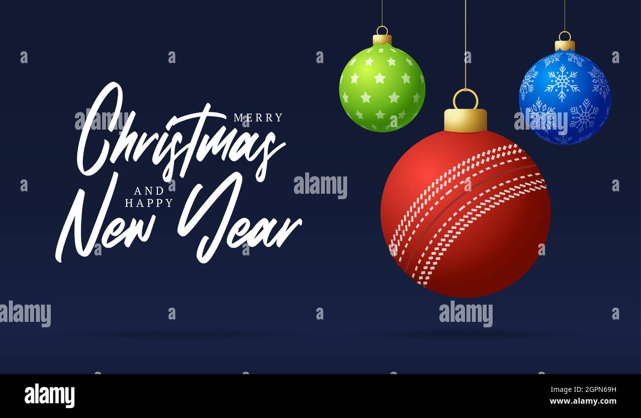 cricket Merry Christmas and Happy New Year luxury Sports greeting card ...