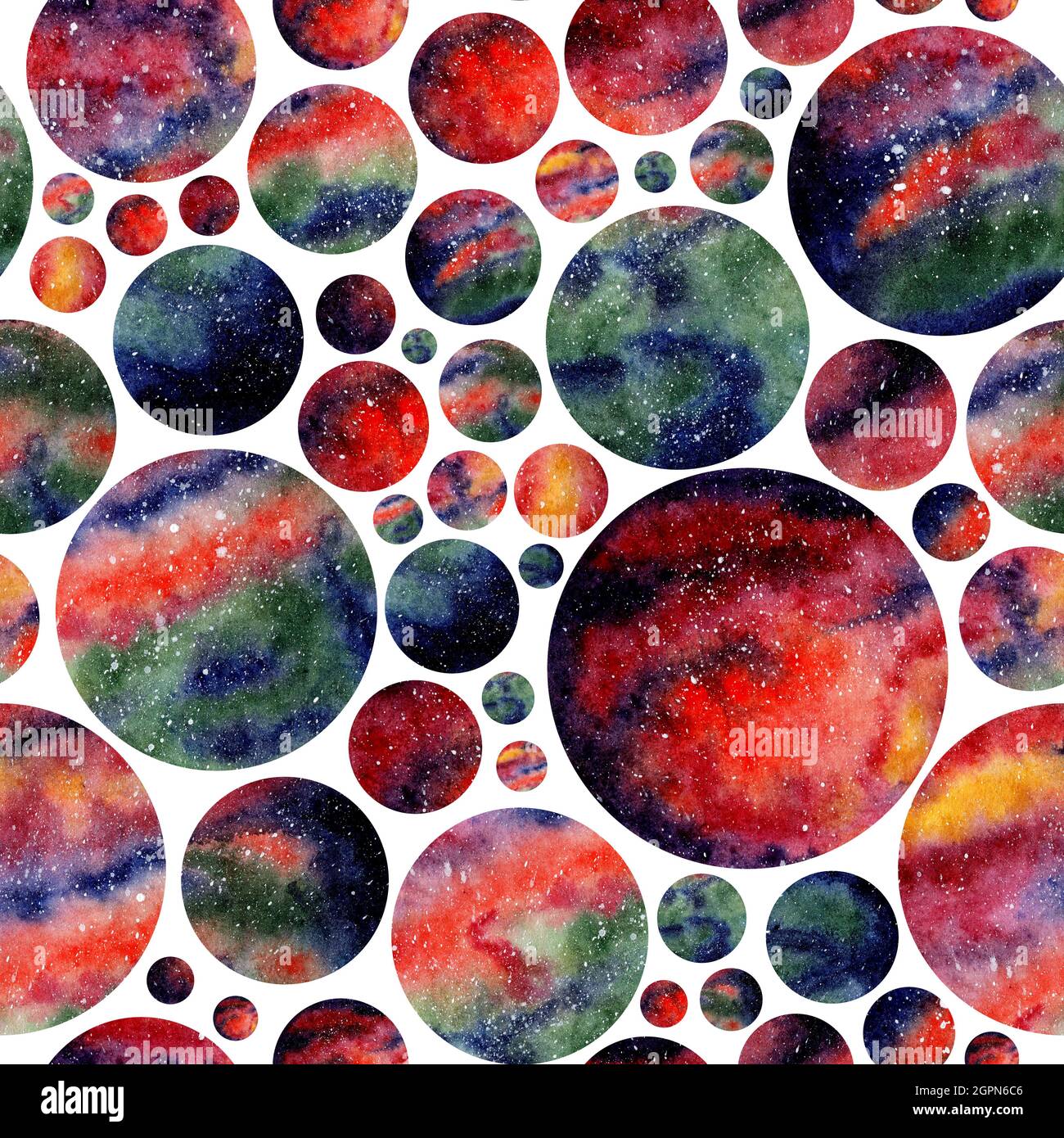 Watercolor space seamless pattern. Abstraction of the planet, stars ...