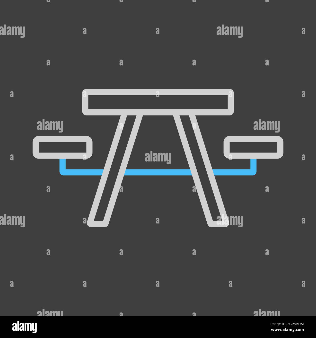 Camping table wooden park bench vector icon on dark background Stock ...