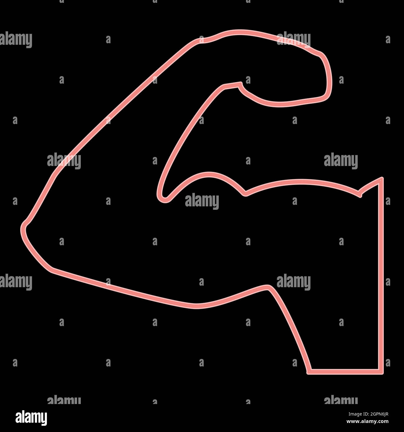 Neon strong arm icon. the red color vector illustration flat style ...