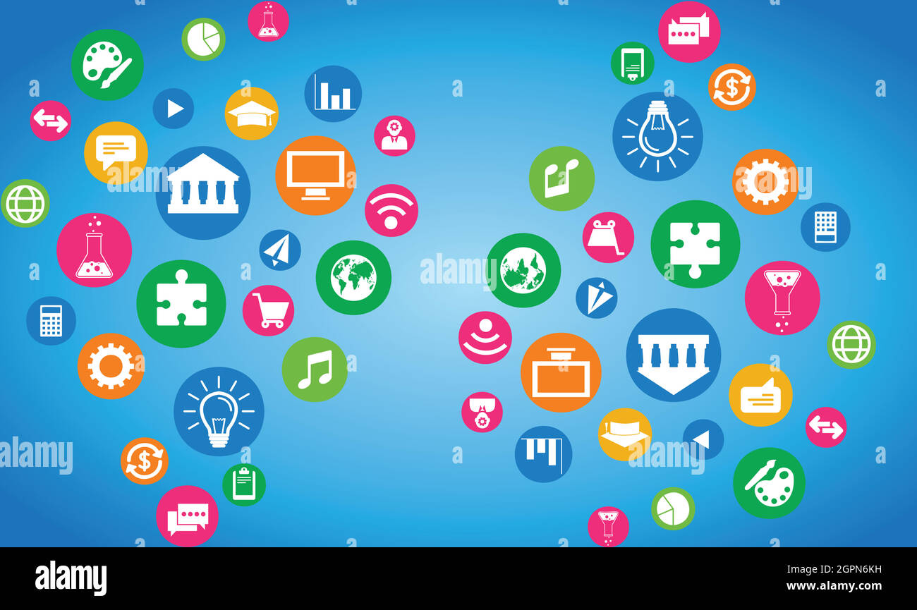 different types of icon in various color on abstract background Stock ...