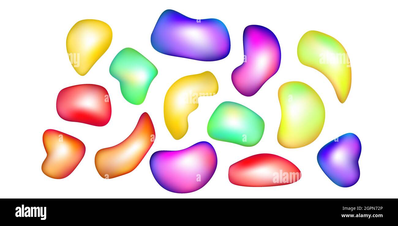 Bright liquid plastic. Liquid 3d shapes with colorful gradient in color ...