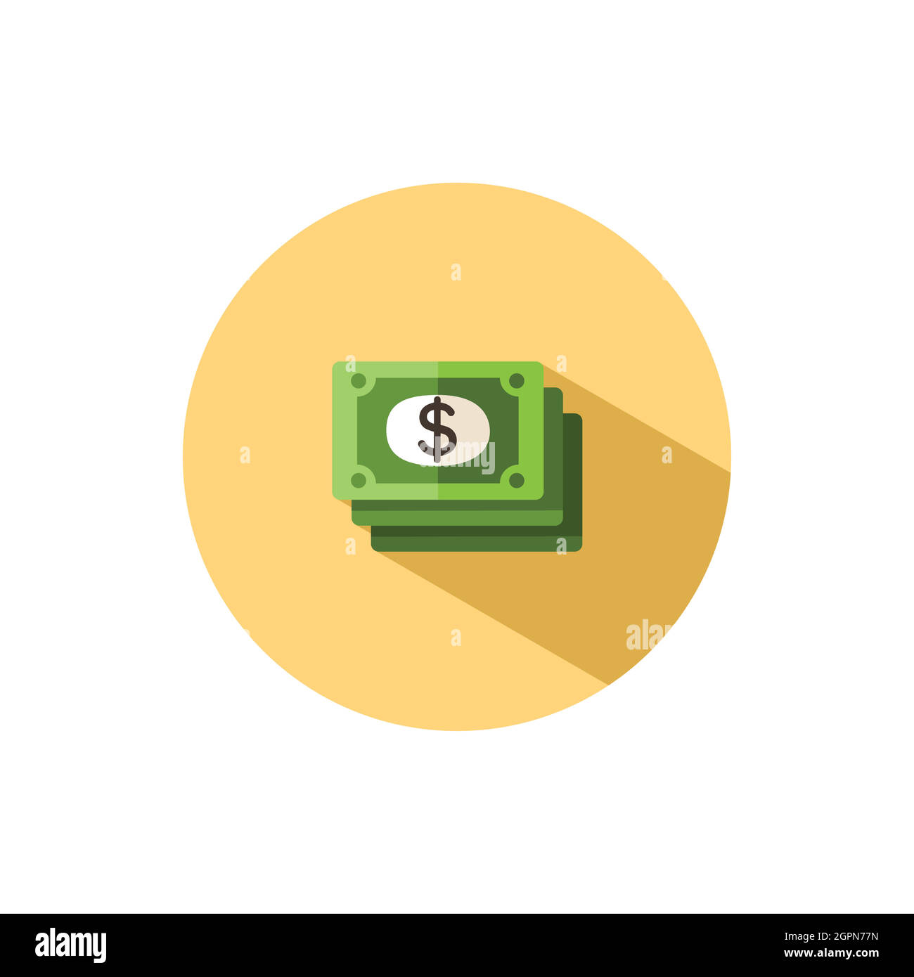 Dollar bills. Cash money. Flat icon in a circle. Commerce vector ...