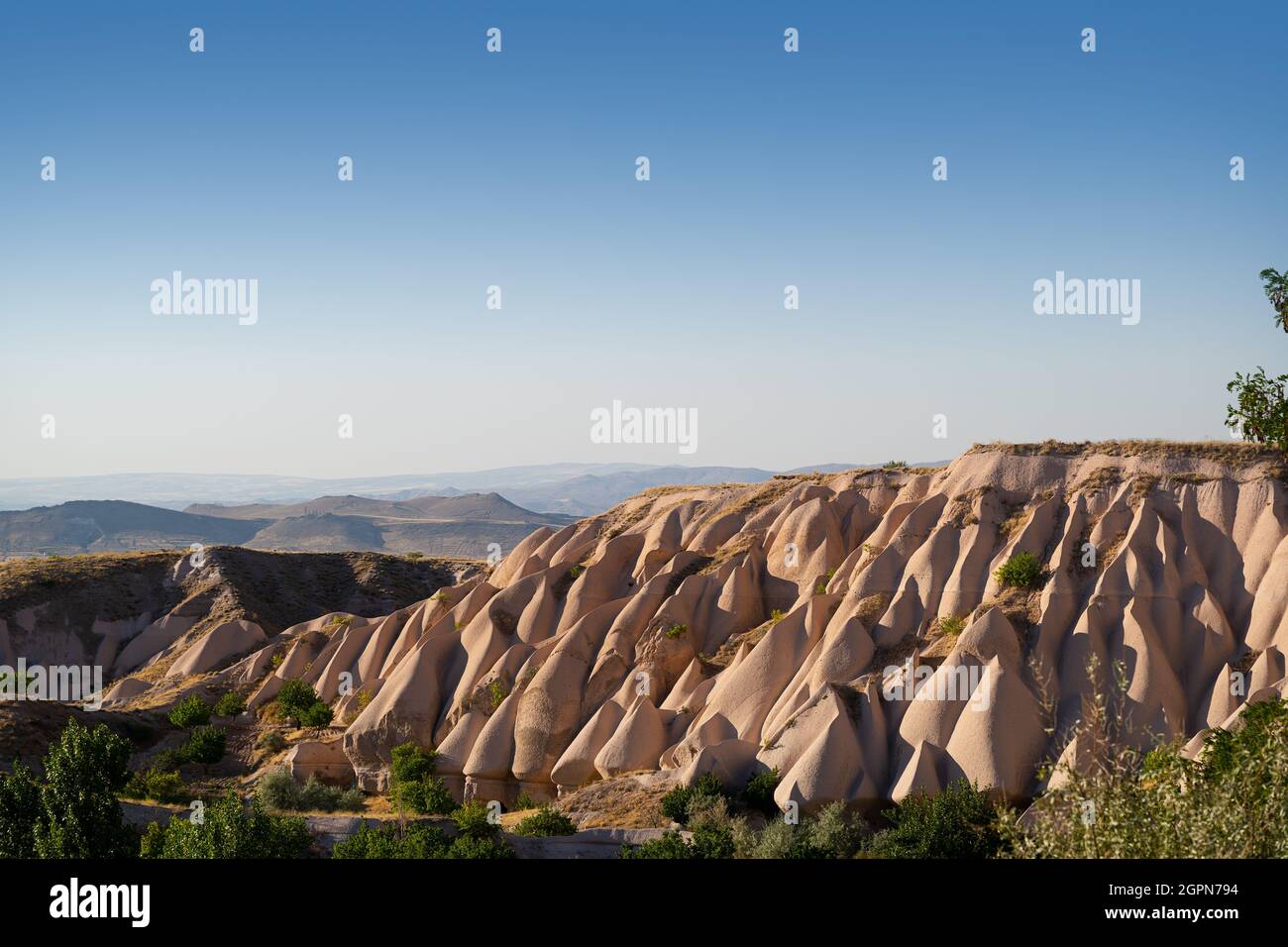 beautiful sunset landscape with typical geological soft rock formations ...