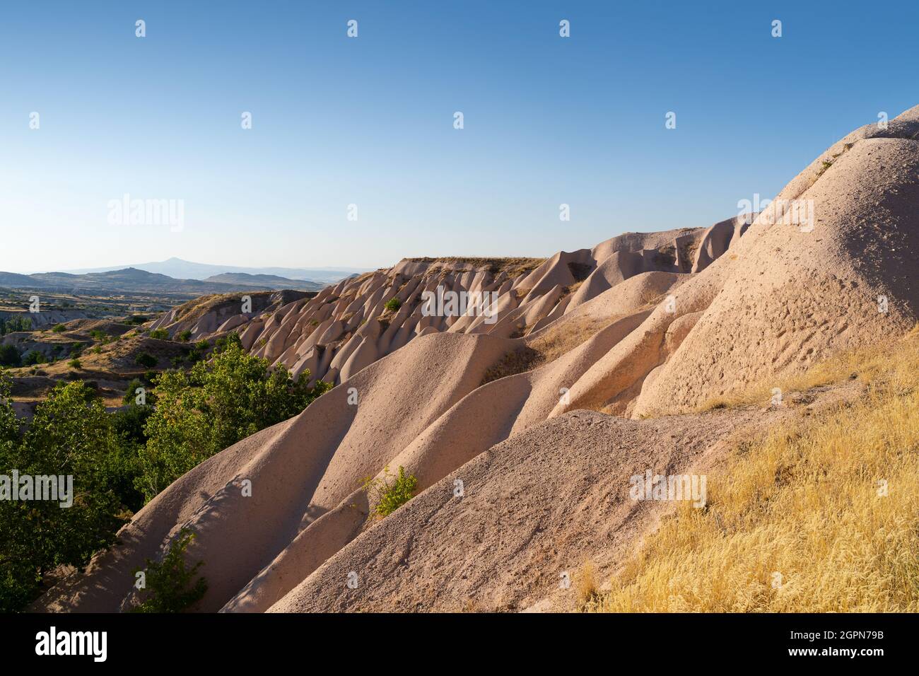 beautiful sunset landscape with typical geological soft rock formations ...