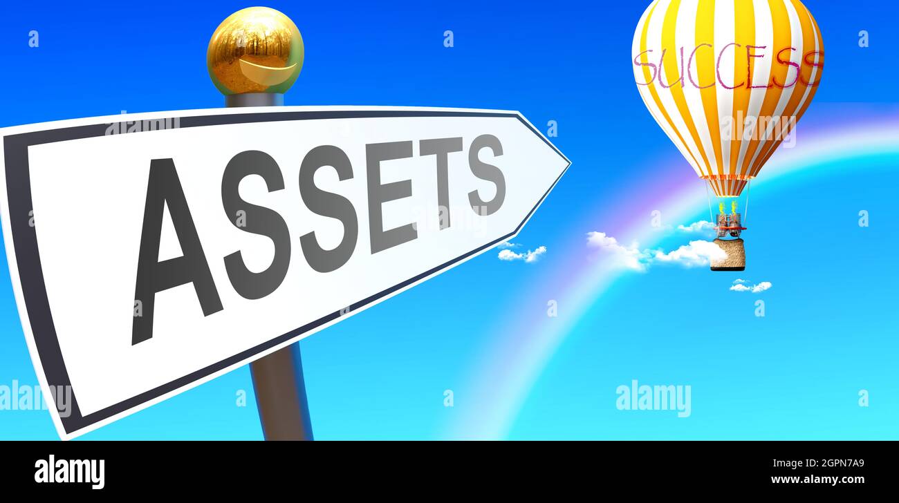 Assets leads to success - shown as a sign with a phrase Assets pointing ...