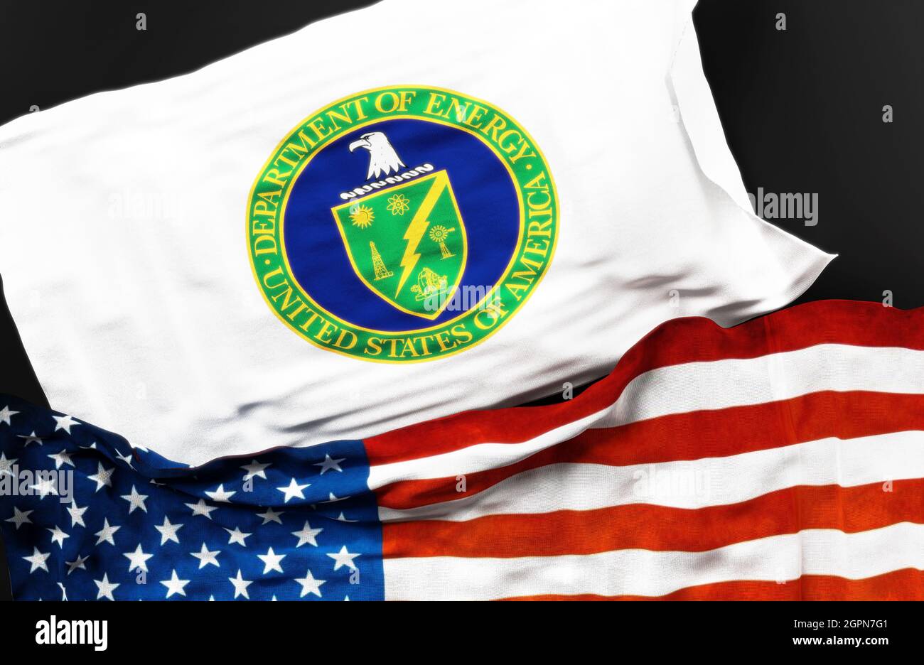 Flag of the United States Department of Energy along with a flag of the ...