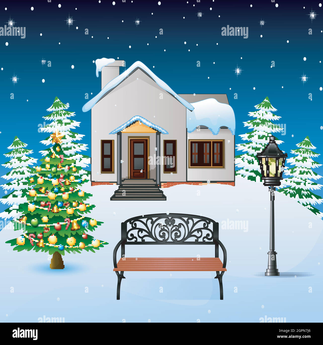 House at christmas daytime Stock Vector Images - Alamy