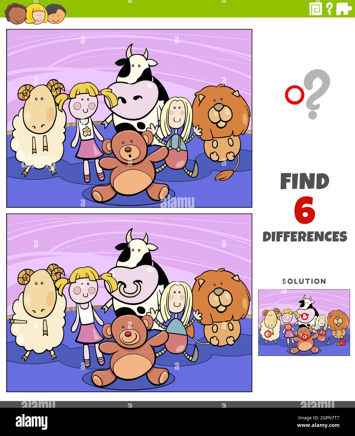 differences educational game with cartoon cuddly toys Stock Vector ...