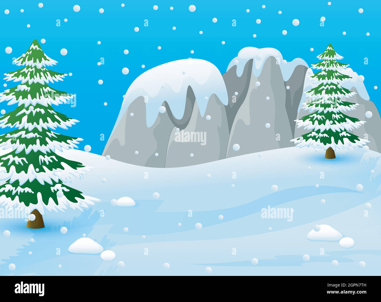 Cartoon winter scenery snowy Stock Vector Images - Alamy