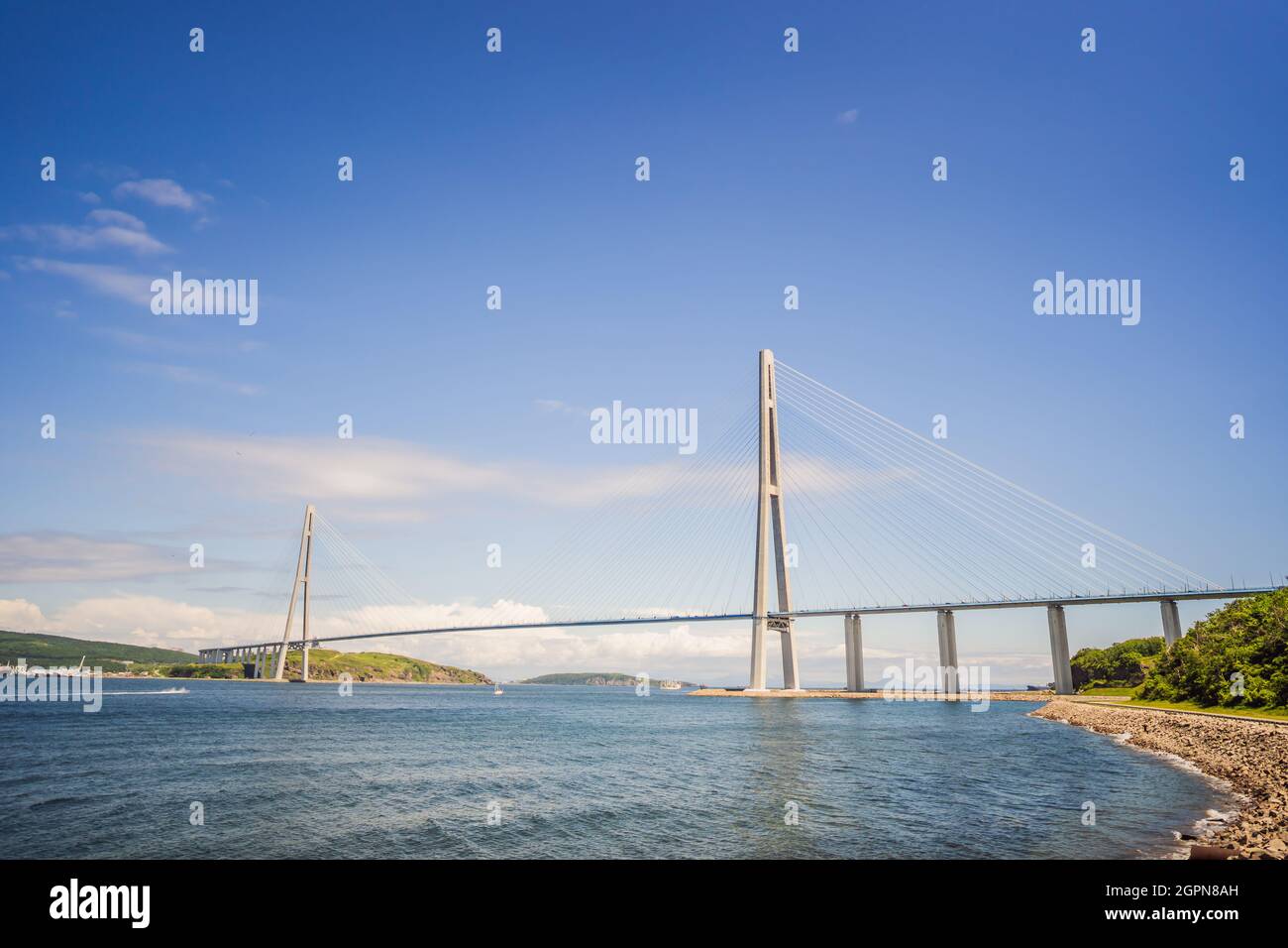 Cable-stayed bridge to Russian Island. Vladivostok. Russia. Vladivostok ...