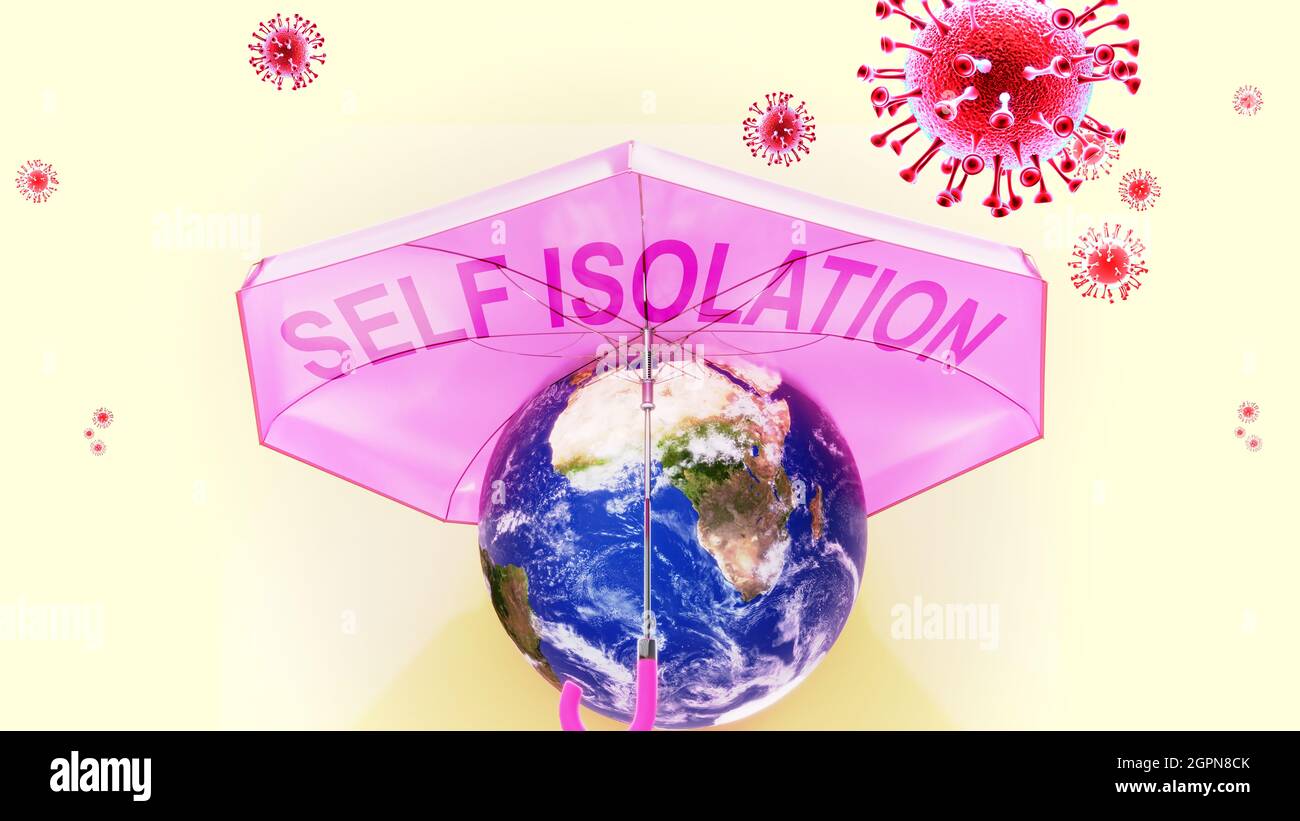 Covid self isolation - corona virus attacking Earth that is protected ...