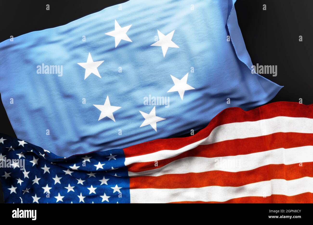 Flag of the Trust Territory of the Pacific Islands along with a flag of ...