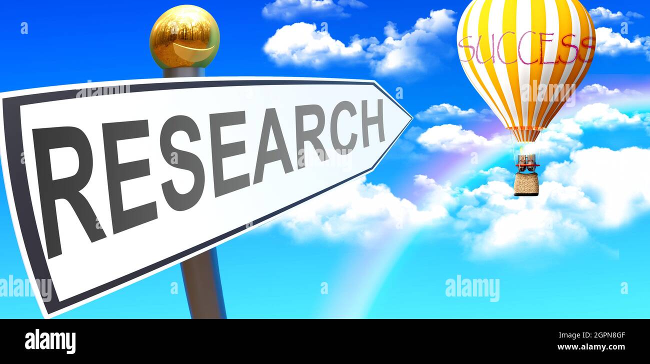 Research leads to success - shown as a sign with a phrase Research ...