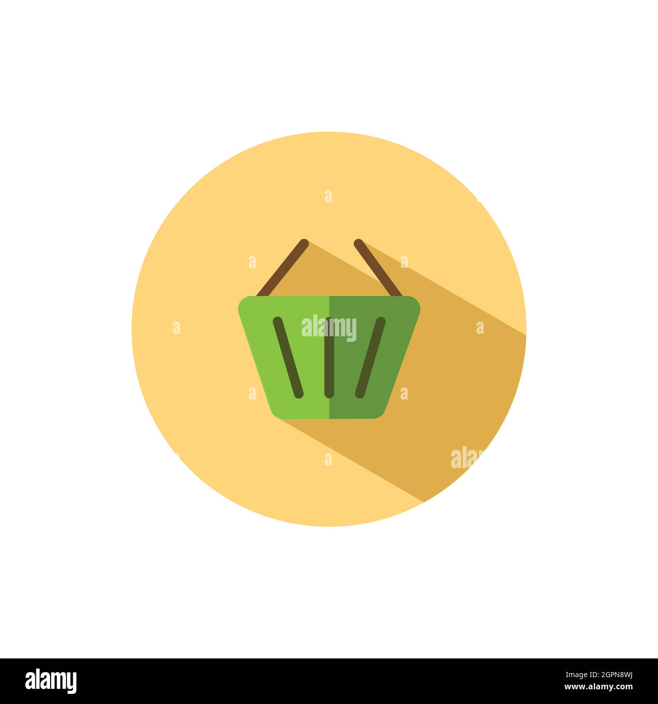 Empty shopping basket. Flat icon in a circle. Commerce vector ...