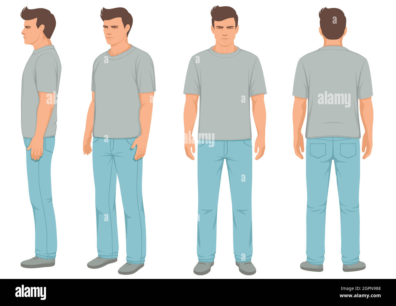 man isolated, front, back and side view Stock Vector Image & Art - Alamy
