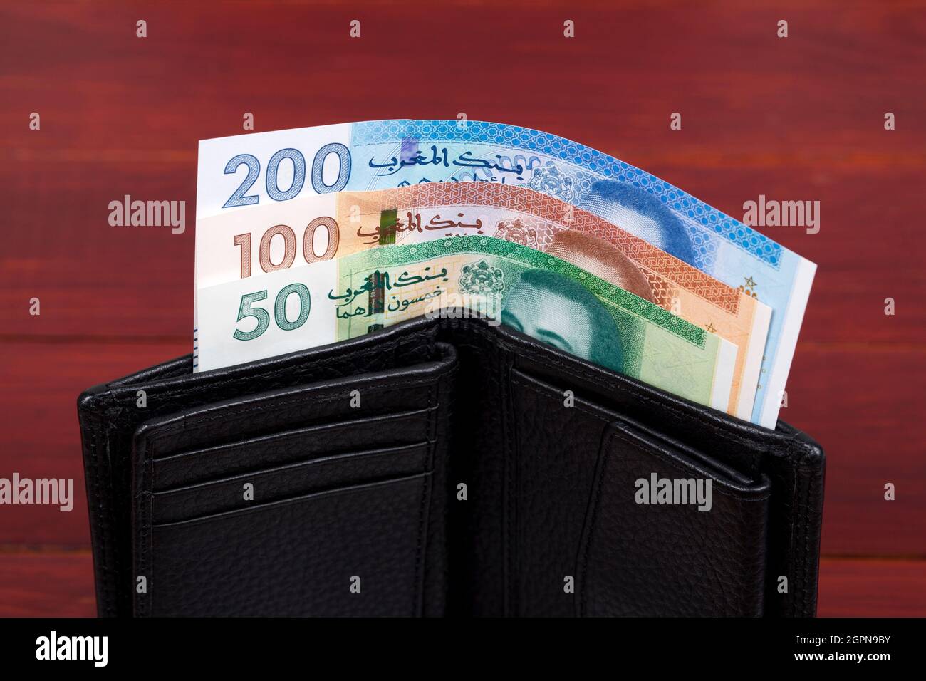 Moroccan money - Dirham in the black wallet Stock Photo - Alamy