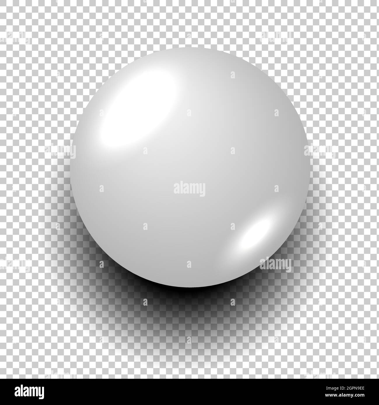 White billiard ball with highlights on a transparent background Stock ...