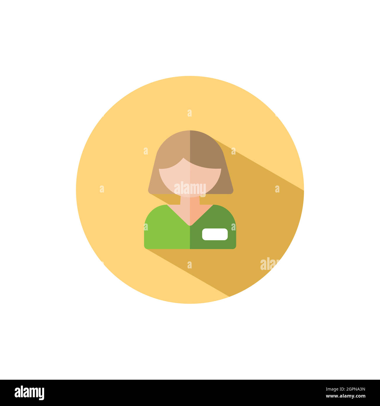 Employed people. Woman working. Flat icon in a circle. Commerce vector ...