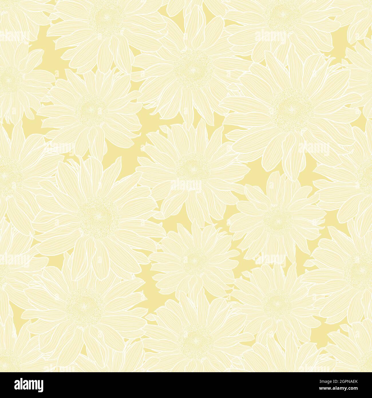 Vector seamless pattern of chamomile flowers in light yellow pastel ...