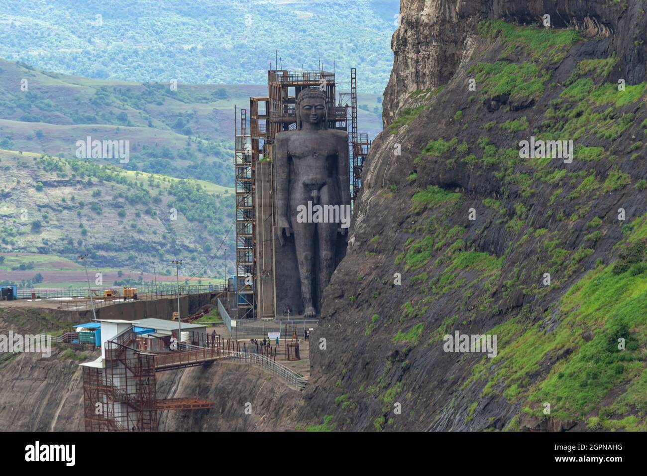 View from Tungi hill of 108 ft Jain Idol of Rishabhdev Bhagwan believed ...