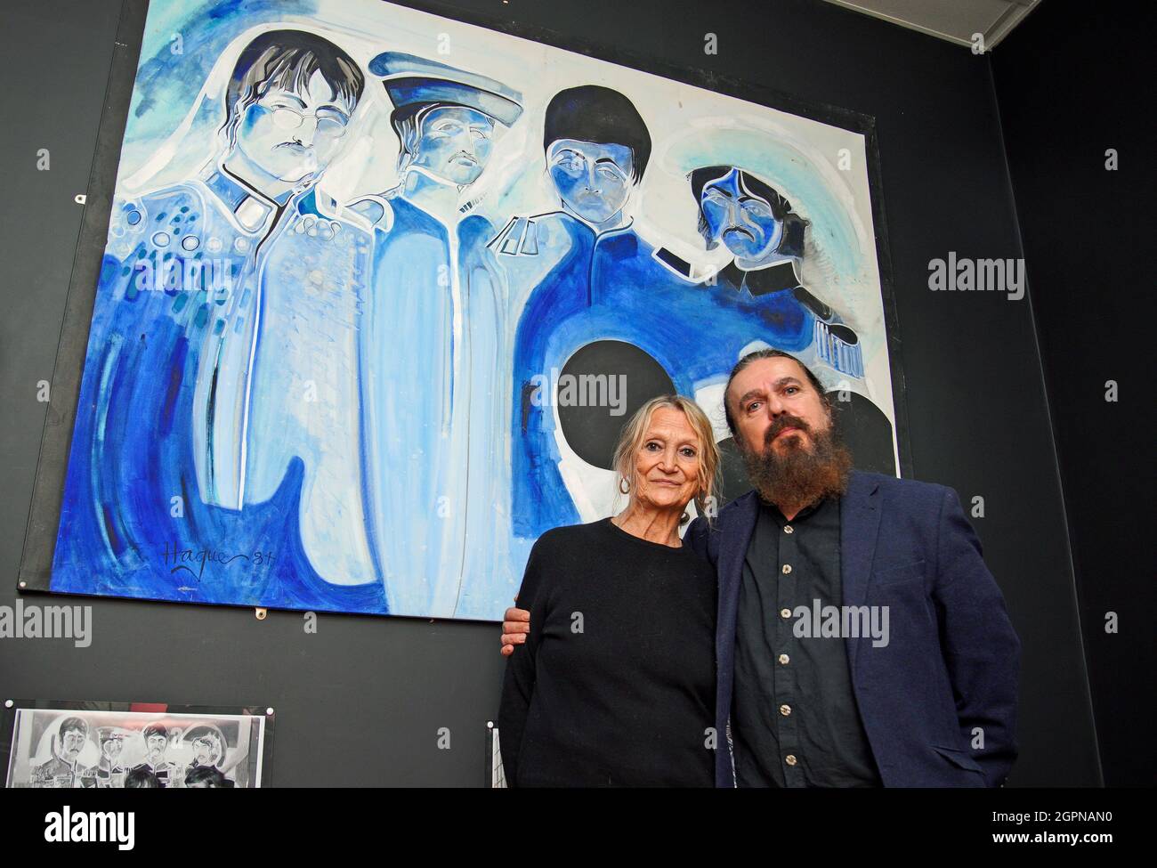 A painting of the Beatles by artist Jonathan Hague is unveiled at the ...