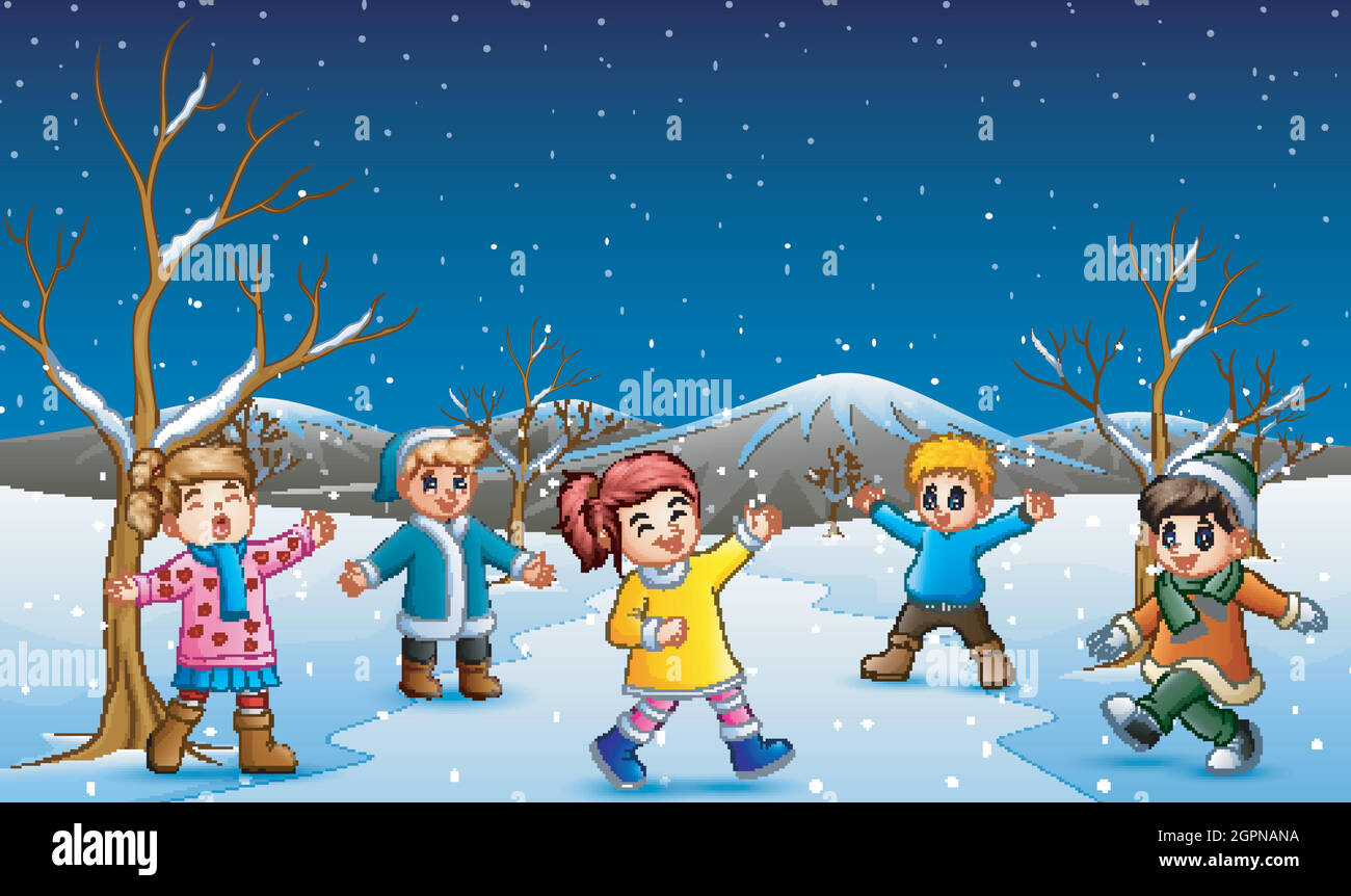 Child play snow Stock Vector Images - Alamy