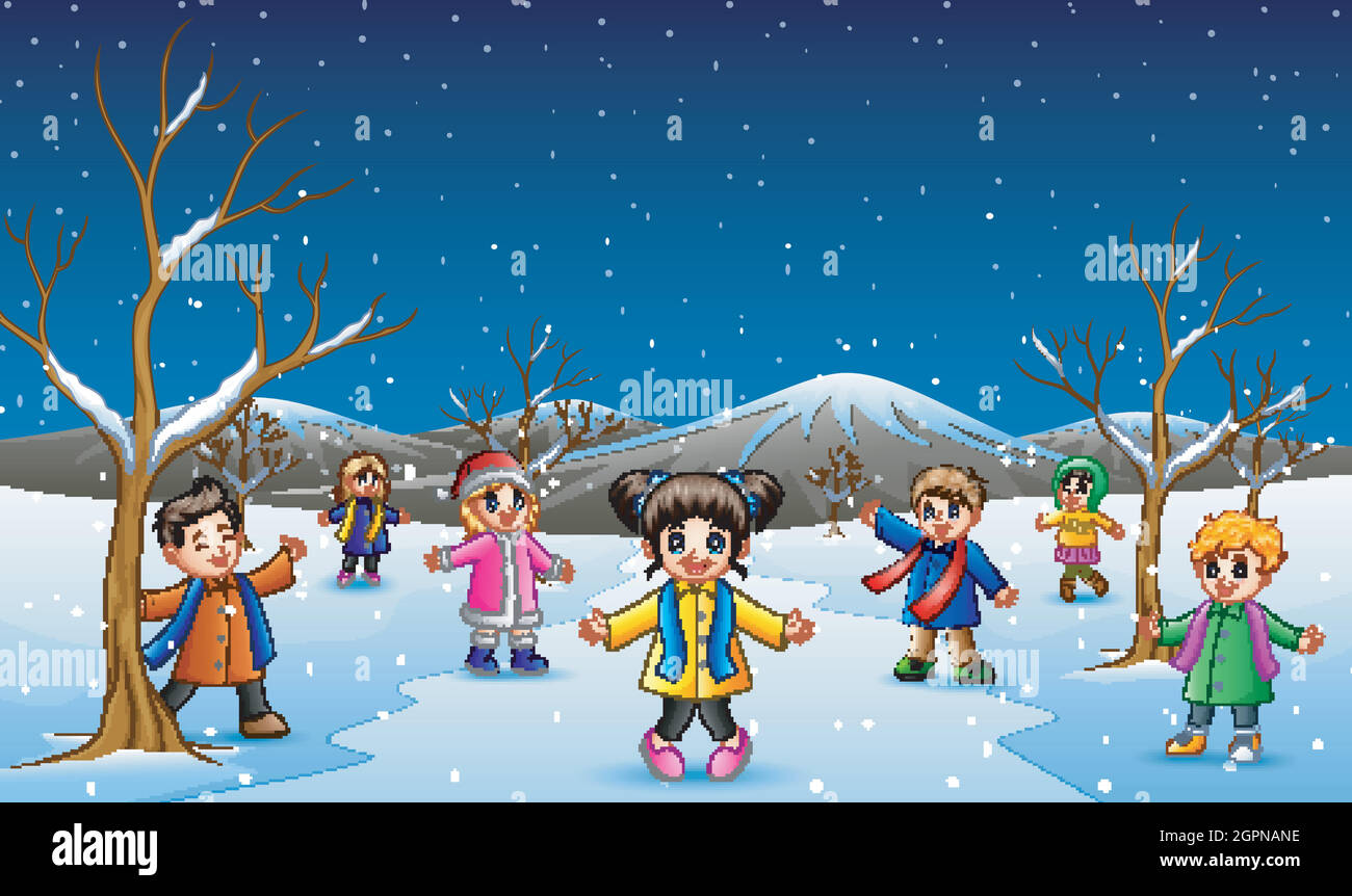 Child play snow Stock Vector Images - Alamy