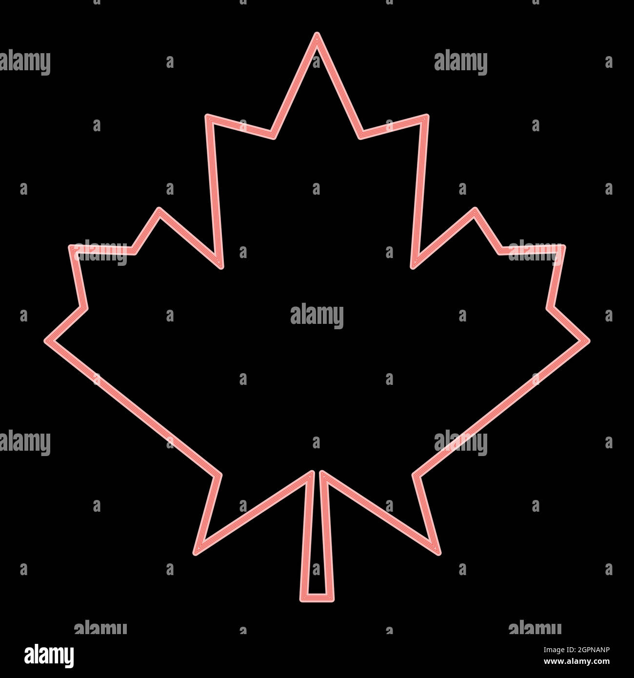 Neon maple leaf the red color vector illustration flat style image ...