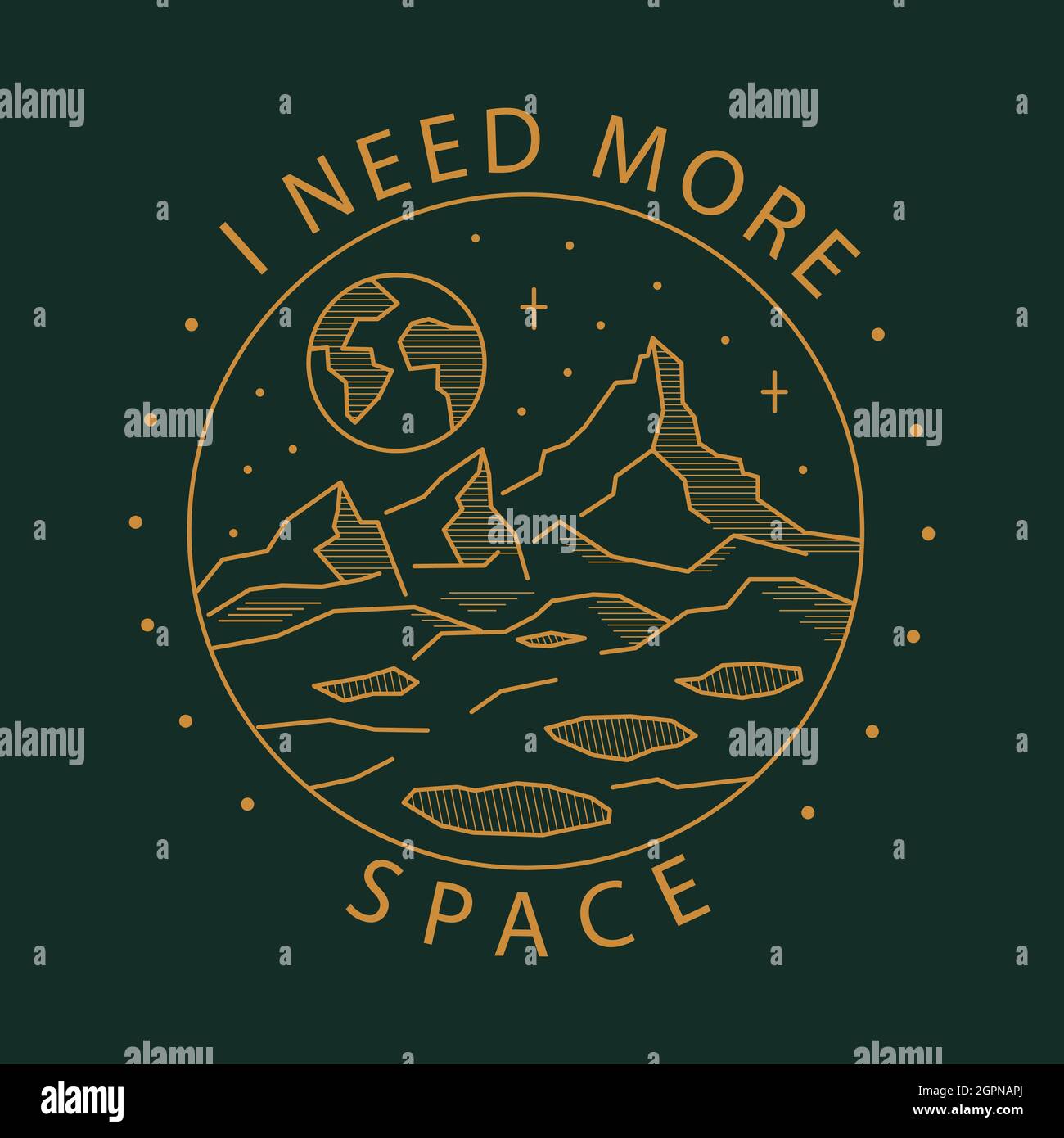 Outline illustration space and planet earth. I need more space Stock ...