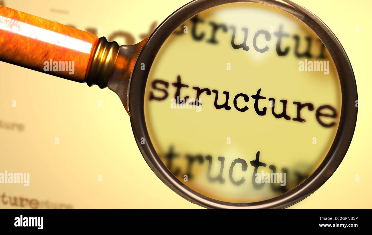 Structure and a magnifying glass on English word Structure to symbolize ...
