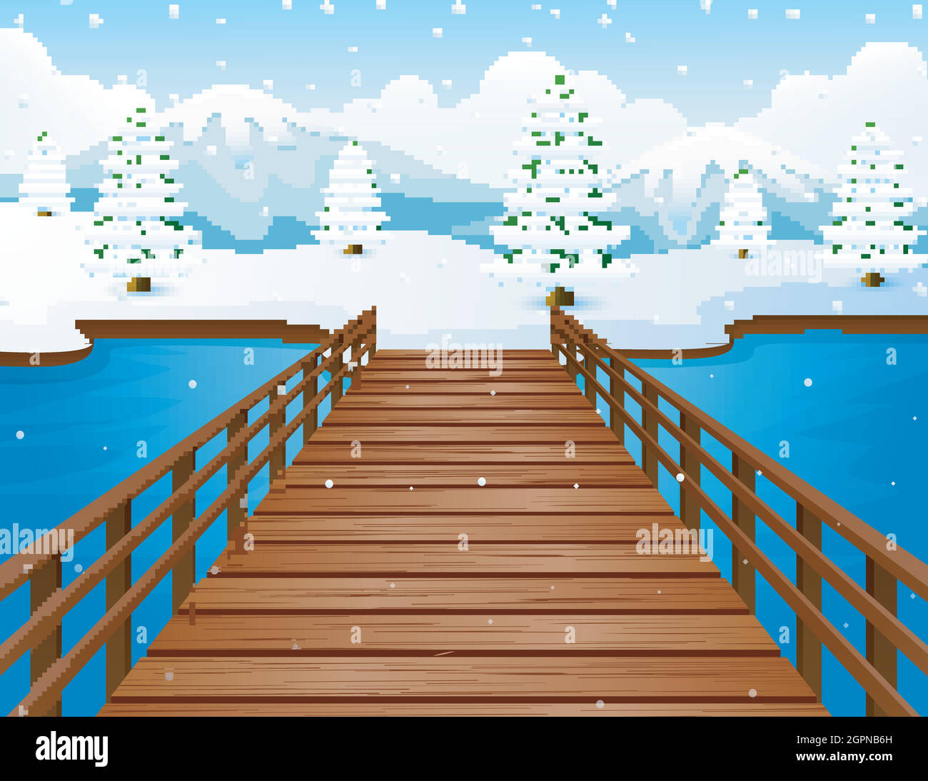 Wooden footbridge over river Stock Vector Images - Alamy