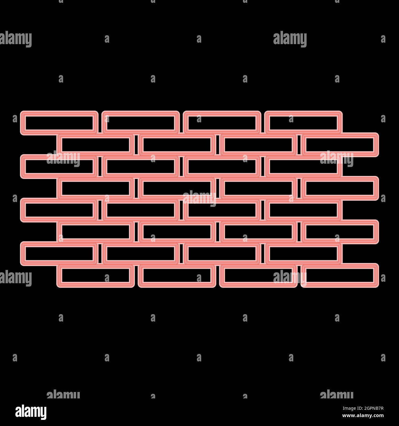 Neon wall the red color vector illustration flat style image Stock ...